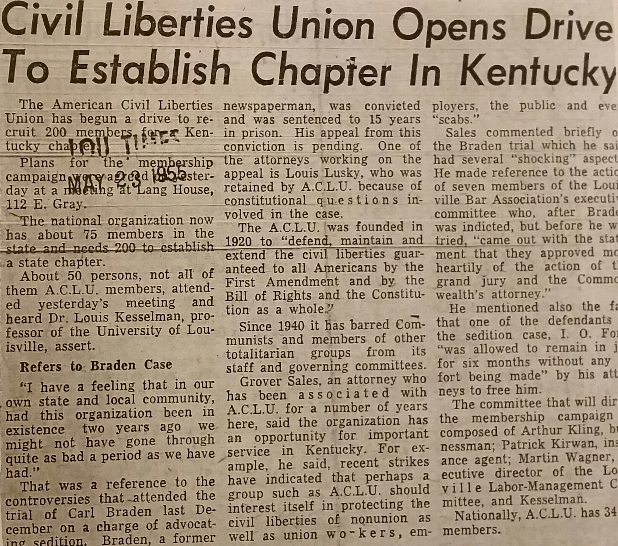 Faces of Liberty: KCLU Founders - ACLU Kentucky
